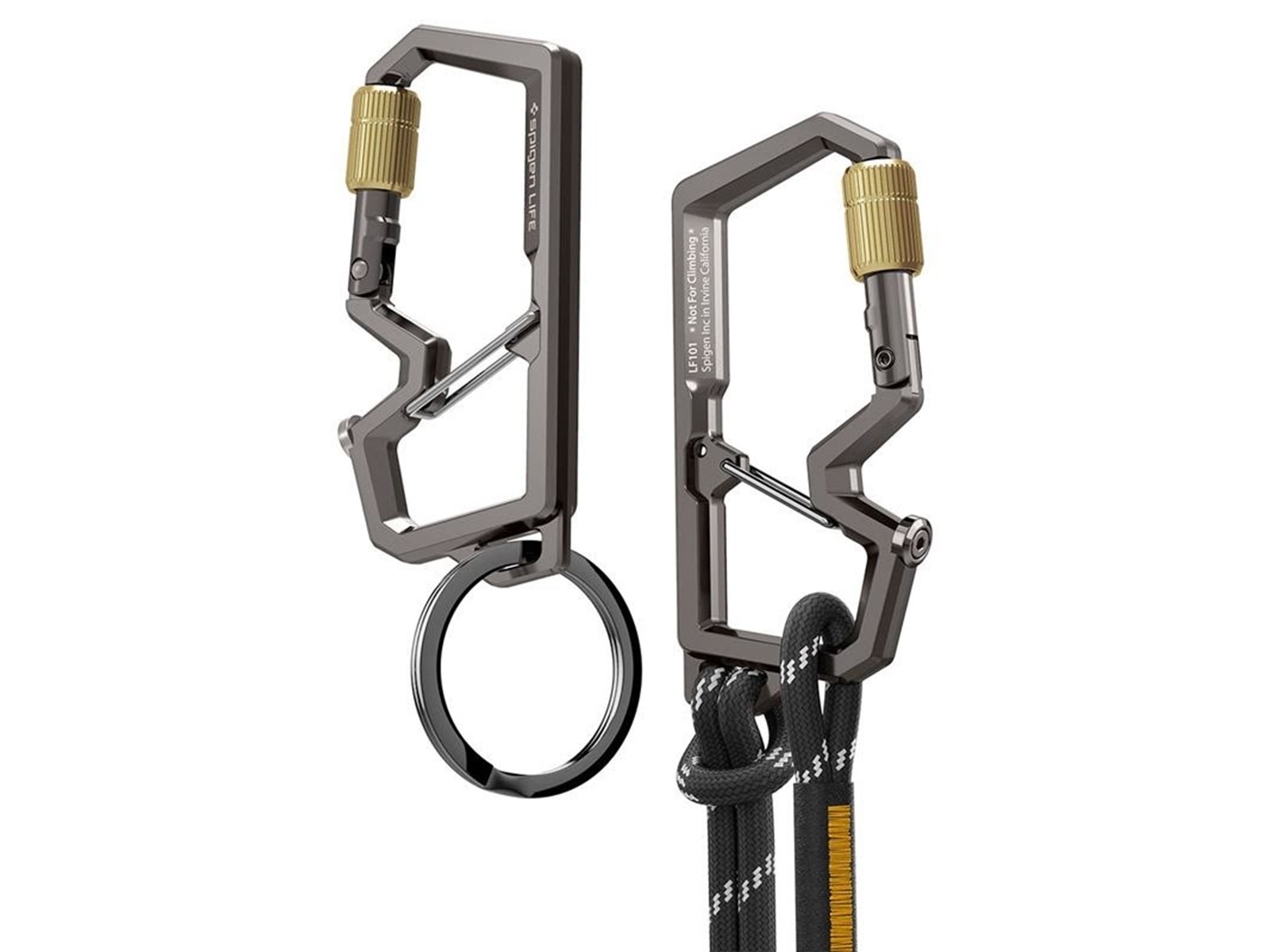 Spigen Carabiner With Key Ring 2nd Gen 1 Pack - gunmetal | Tani