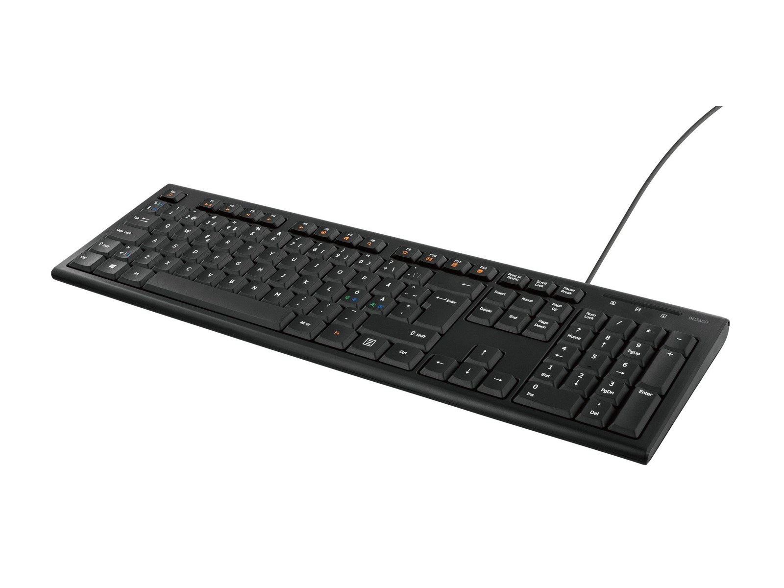 Deltaco TB-626-C - keyboard full size - QWERTY - Nordic - black Input ...