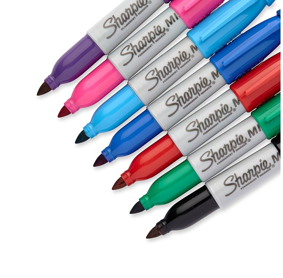 Sharpie Mini - 72 markers in Cannister 15 Black 11 Red 11 Blue 7 Aqua 7 ...