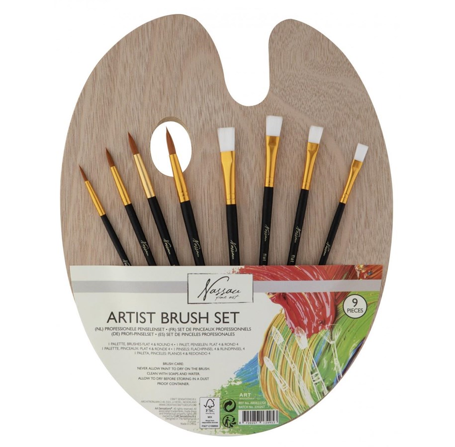 Creative Craft Group Wooden palette with 8 brushes. | Na stanie | Tani